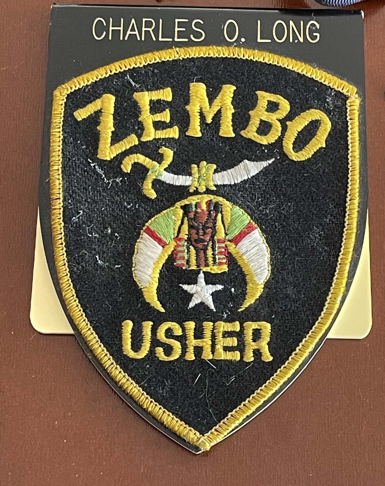 Vintage Zembo Shriners Usher Badge Harrisburg PA Charles Long Freemason ...