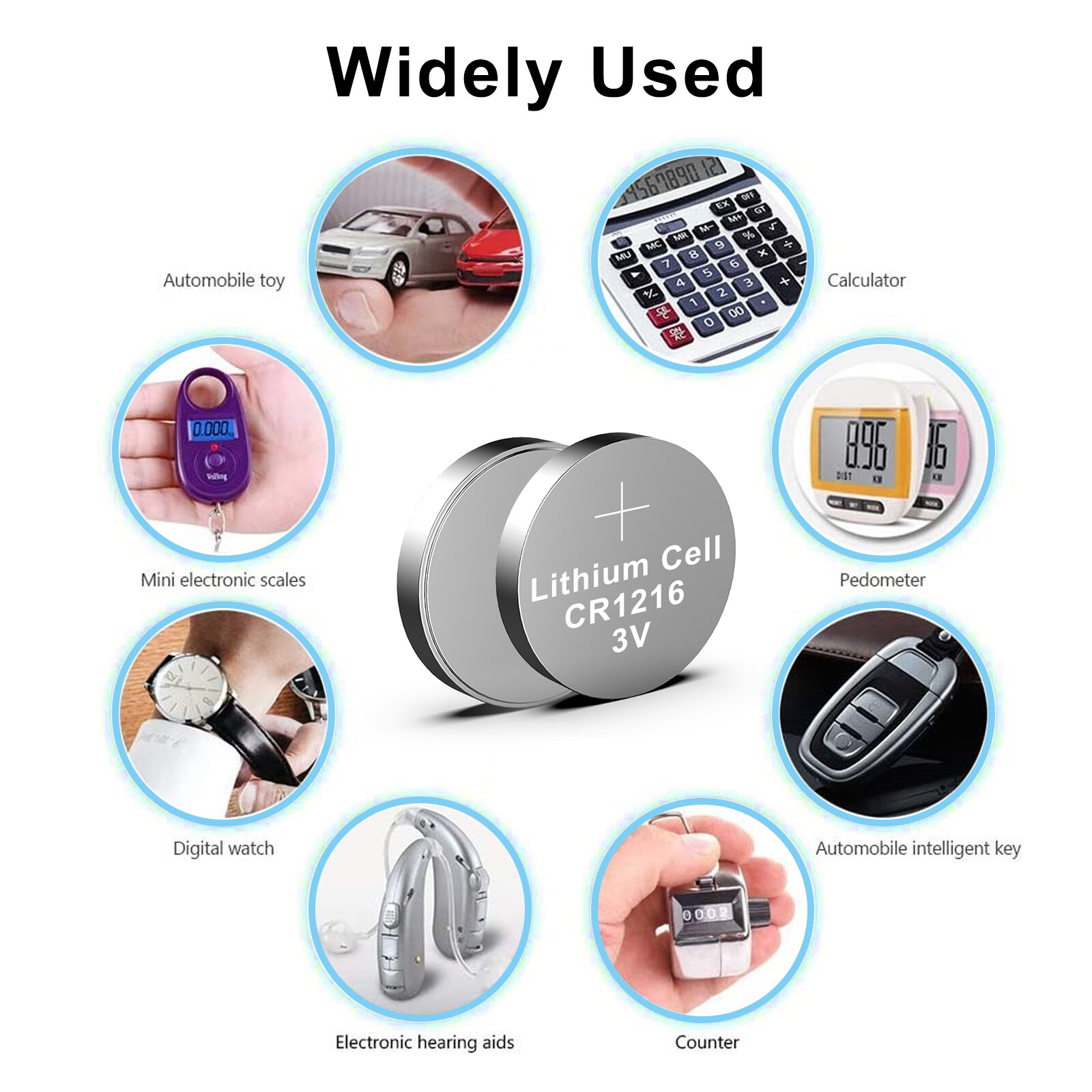 50X CR1216 3V Coin Battery for Key Fobs, Car Remotes, Watches, Clocks ...