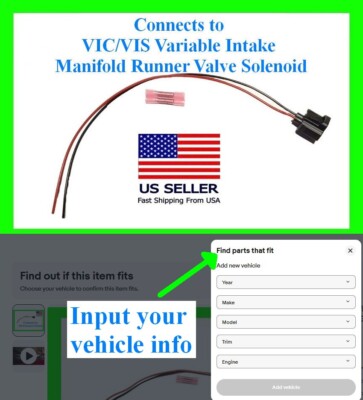 fits Kia VIC VIS Variable Intake Runner Solenoid Connector Pigtail Plug ...