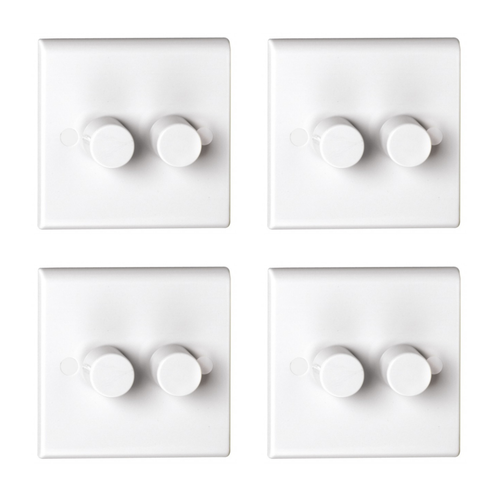 4 x Deta S1415 Universal LED 2 Gang Multi-Way Dimmer Switch 3-250 Watt ...