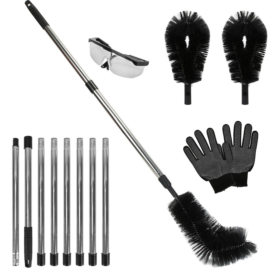 11.5FT Extendable Gutter Cleaning Brush Telescoping Handle Rain Gutter ...