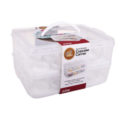 Daily Bake 24 Cup Stackable Cupcake Carrier Container Tray - White ...