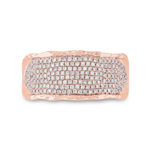 Diamond Pave Ring 14K Rose Gold Vintage Wide Wave Cocktail Band ring 0 ...