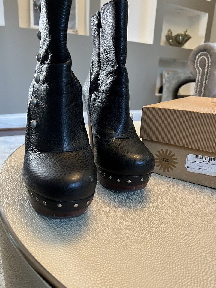 UGG Australia Cosima Mid Leather Stud Ankle Platform Heel Boots Size 10 ...