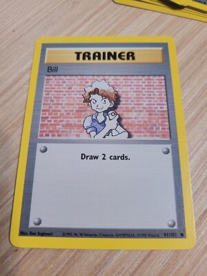 Bill 91/102 Base Set Unlimited 91/102 Trainer Pokemon Card WOTC 1999 LP ...