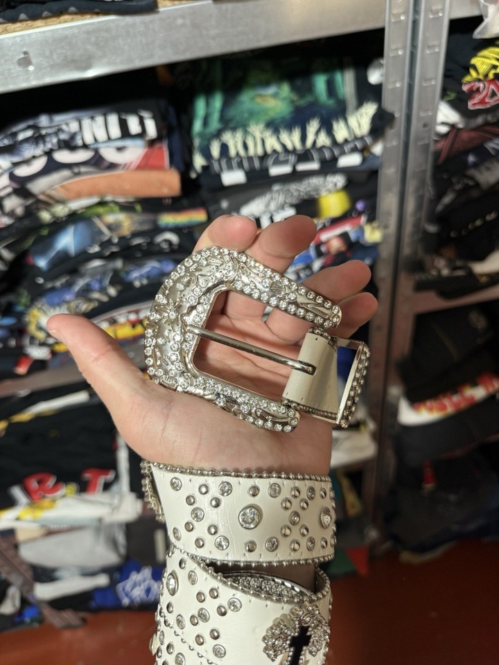 Sick BB Simon White Belt Chrome Hearts Style Y2K Crystals Hype Punk Emo ...