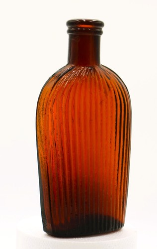 ANTIQUE RIBBED HALF PINT BALTIMORE STRAP SIDED WHISKEY FLASK | eBay