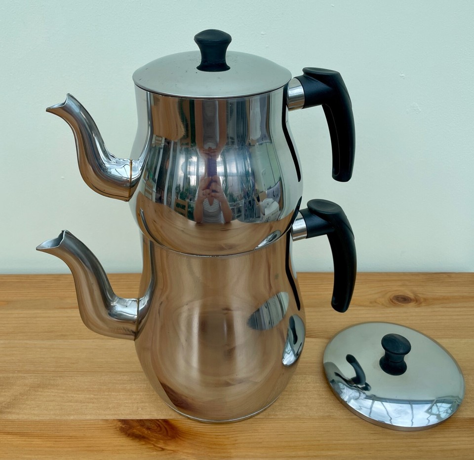 Traditional Teapot Stainless Steel Caydanlik Turkish Double Kettles XS ...