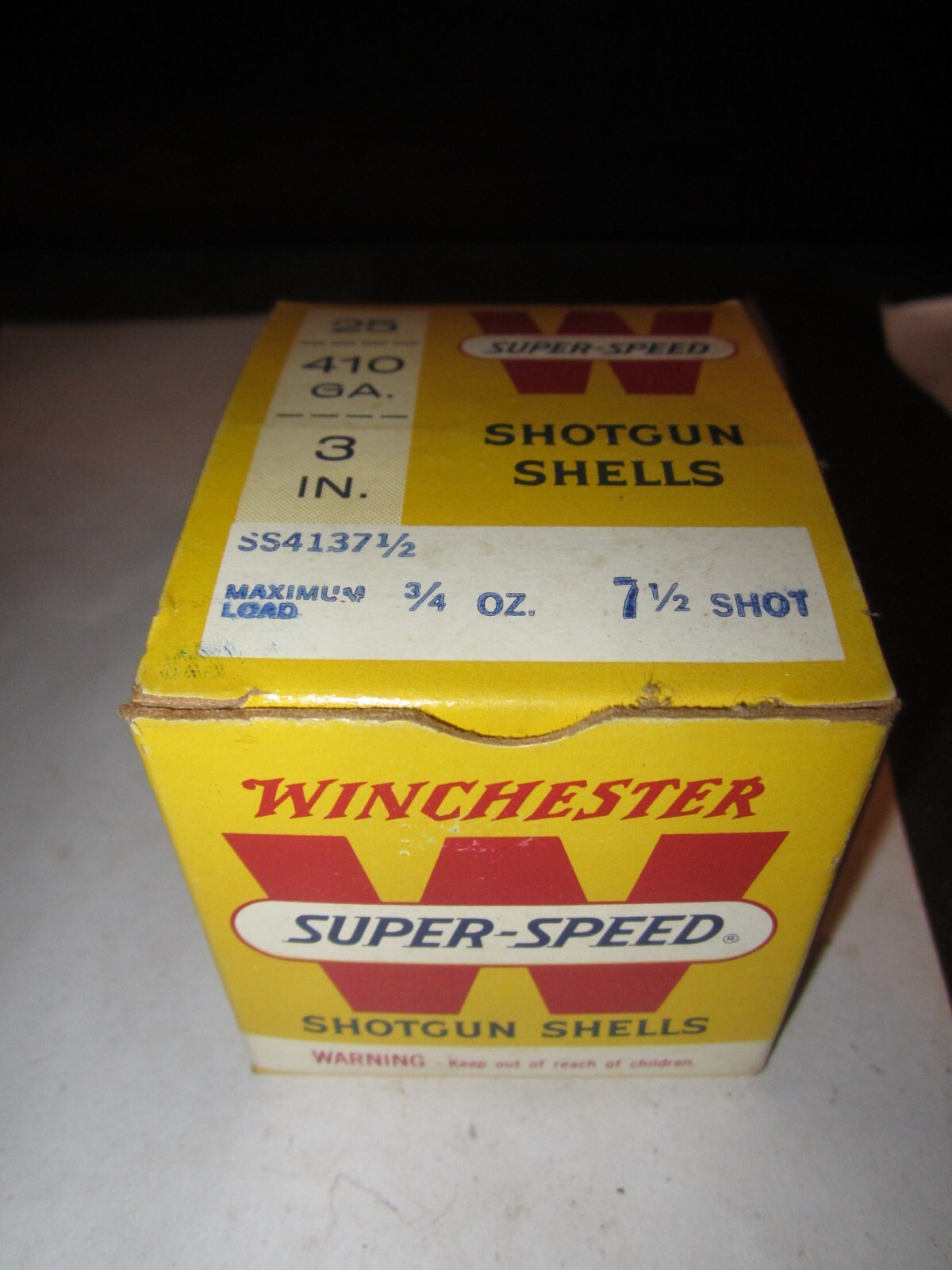 410 WINCHESTER Shot Shotgun Shell Box Vintage Hunting Super Speed 7 1/2 ...