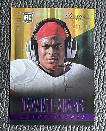 🔥DAVANTE ADAMS 2014 PRESTIGE EXTRA POINTS PURPLE REFRACTOR ROOKIE CARD ...