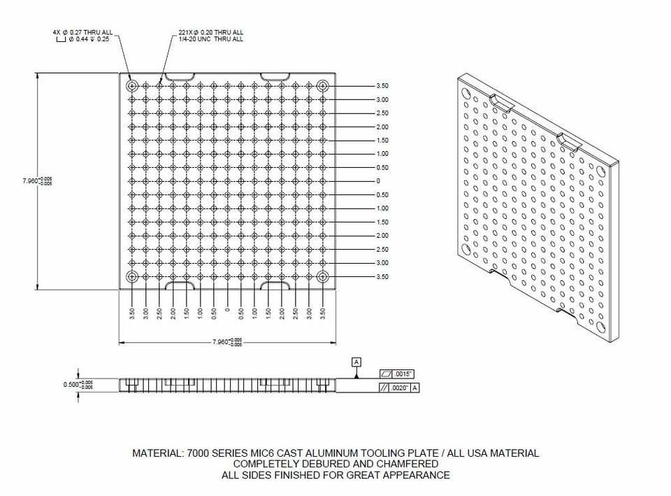 8" x 8" x 1/2" MIC 6 Aluminum Fixture / Sacrificial Plate, Mini Pallet ...