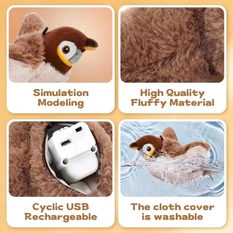 USB Interactive Flying Bird Cat Toys Electronic Pet Simulation Sparrow ...