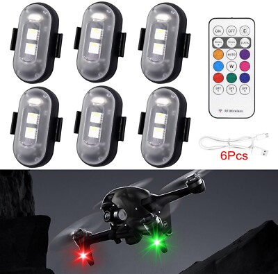 6Pcs Wireless RGB LED Strobe Light Rechargeable Remote Control Flashing ...
