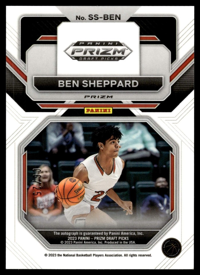 2023-24 Panini Prizm Draft Picks BEN SHEPPARD Pacers RC Rookie MOJO /25 ...