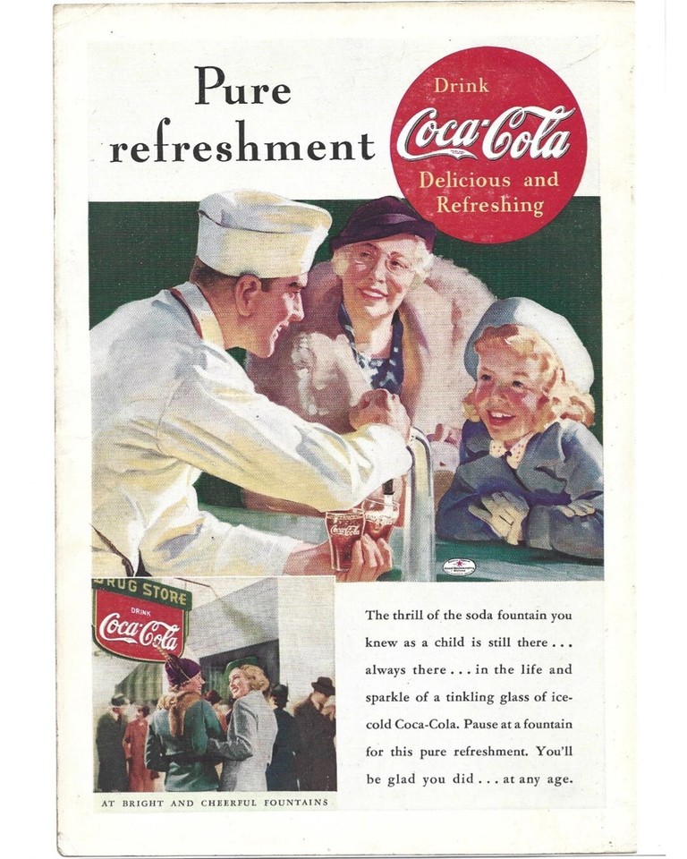 Vintage Coca-Cola Pure refreshment at bright and cheerful fountains ...