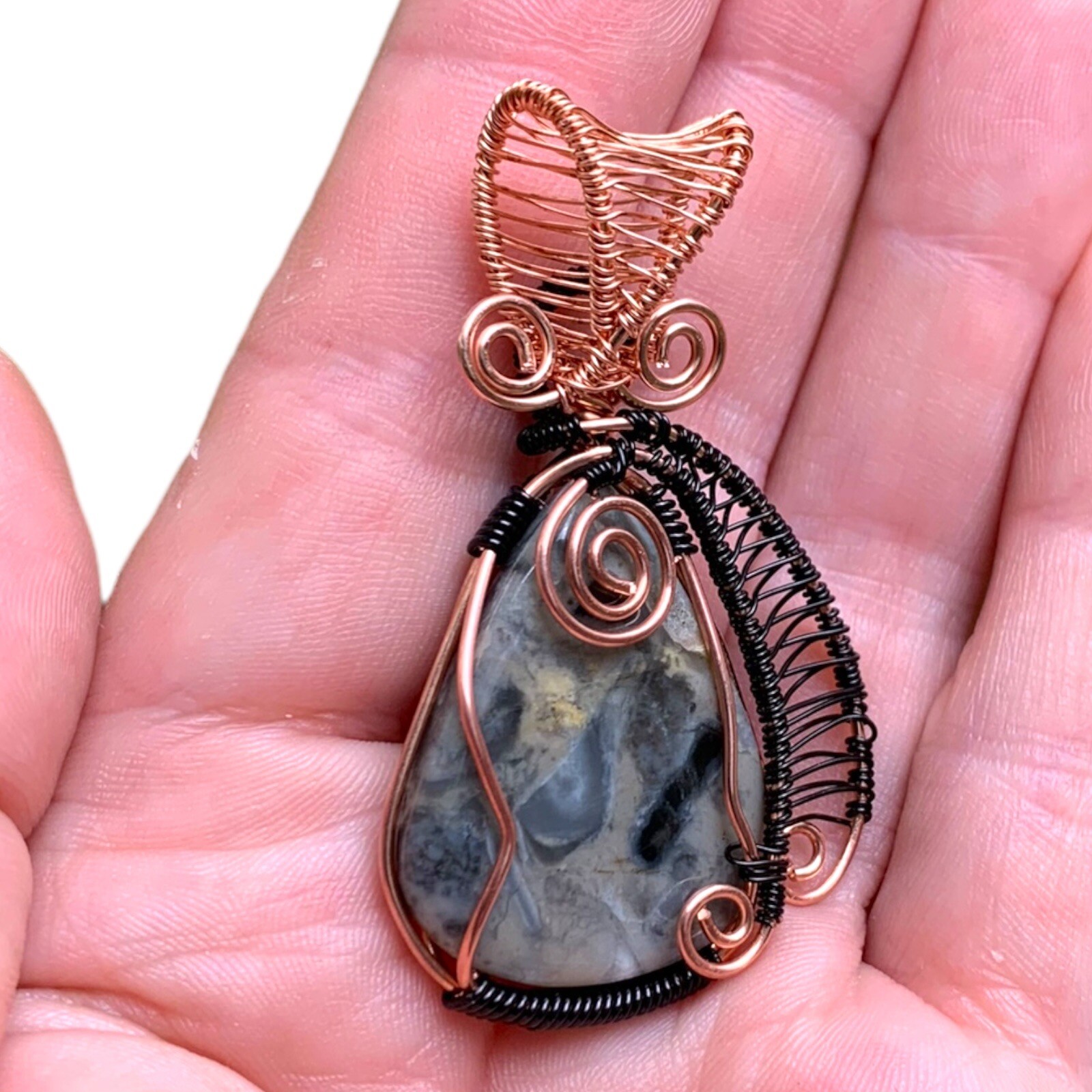 Natural Picasso Jasper Unique Copper Birthday Gift For Him Wire Wrapped ...