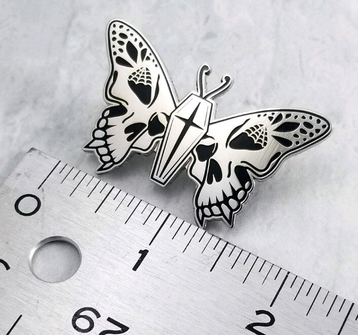 VAMPIRE PIN, Skull Moth Pin Coffin Pin Skull Pin Deathshead Pin Deaths ...
