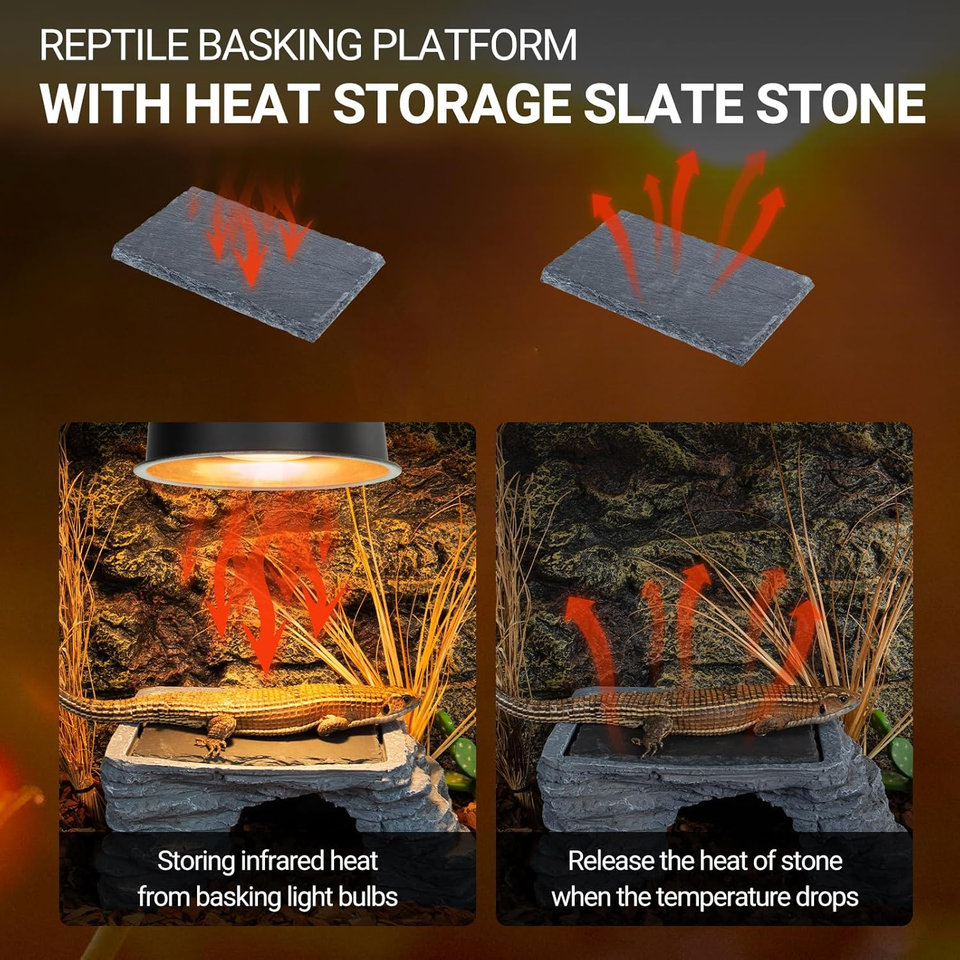 Large Bearded Dragon Basking Platform, 12.5X7X5 Inch Gecko Hide Cave ...