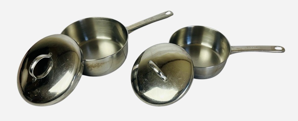 ESTIA Vulcano 2 Qt And 3 Qt Saucepans & Lids Copper Tri-Ply Bottom 4 ...