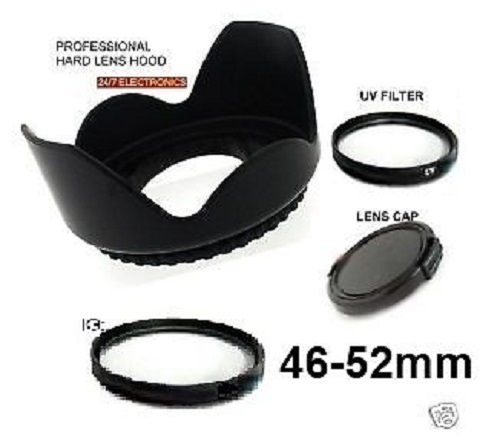 FLOWER HOOD+UV+LENS CAP 46mm Diretly to JVC GZ-HD7 GZ-HD3 MG575 MG555 ...
