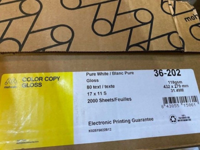 2,000 Sheets Mohawk Color Copy Gloss 80 Text, 17"x11" Pure White 36-202 ...