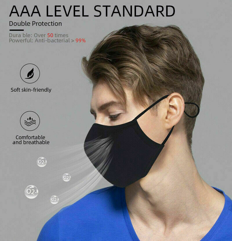 4x Premium silver-ion nano-tech nanotech Face Mask reusable breathable ...