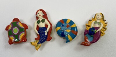 4 Quacker Factory Decorative Button Covers Mermaids Sea Turtle Shell ...