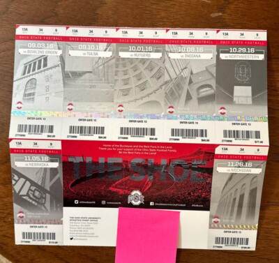 2016 OHIO STATE BUCKEYES 7 Game Season Ticket Sheet JOE BURROW debut ...