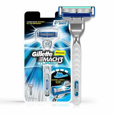 New Gillette Mach3 Turbo Safety Razor Blade Smooth close Shave + free ...