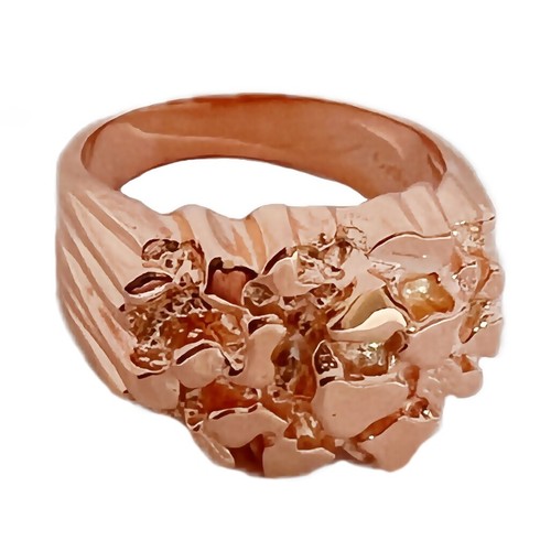 14K Rose Gold Plated over Real Solid 925 Sterling Silver Nugget Ring ...