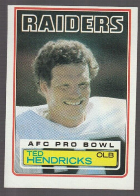 1983 Topps Football Ted Hendricks Raiders Hialeah Thoroughbreds Miami ...