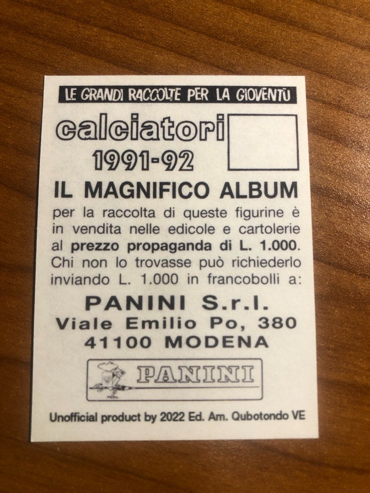 1991 VIERI TORINO ROOKIE STICKERS SELF-PRODUCED AS PANINI READ INSIDE ...