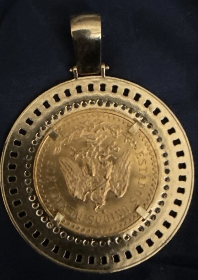Sale GOLd Bezel 50 pesos pendant 14k mexican centenario coin frame ...
