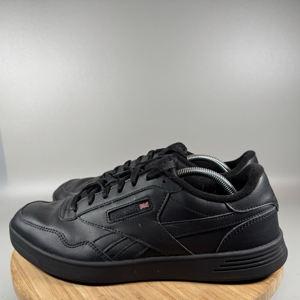 Reebok Mens Club MEMT Size 12 Triple Black Leather Fashion Sneakers ...