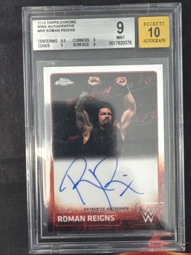WWE 2015 Topps Chrome Roman Reigns Autograph 2nd year RARE Beckett 9 ...