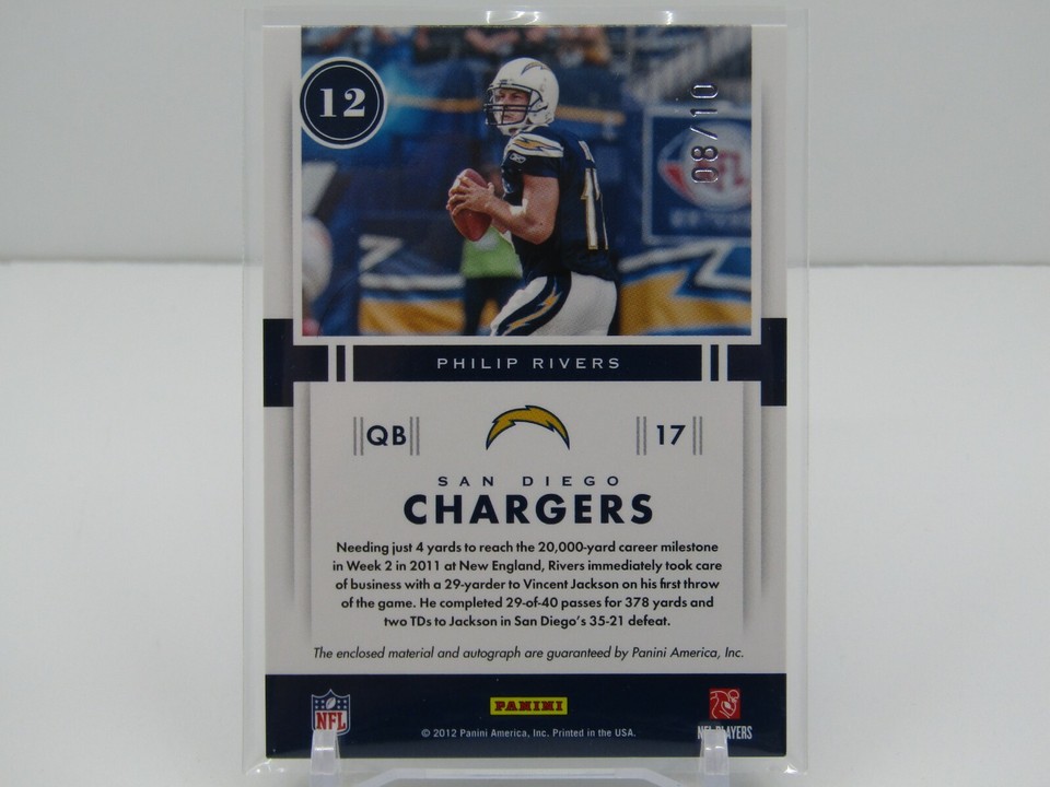 PHILIP RIVERS 2011 TOTALLY CERTIFIED PRIME PATCH AUTOGRAPH AUTO! #08/10 ...