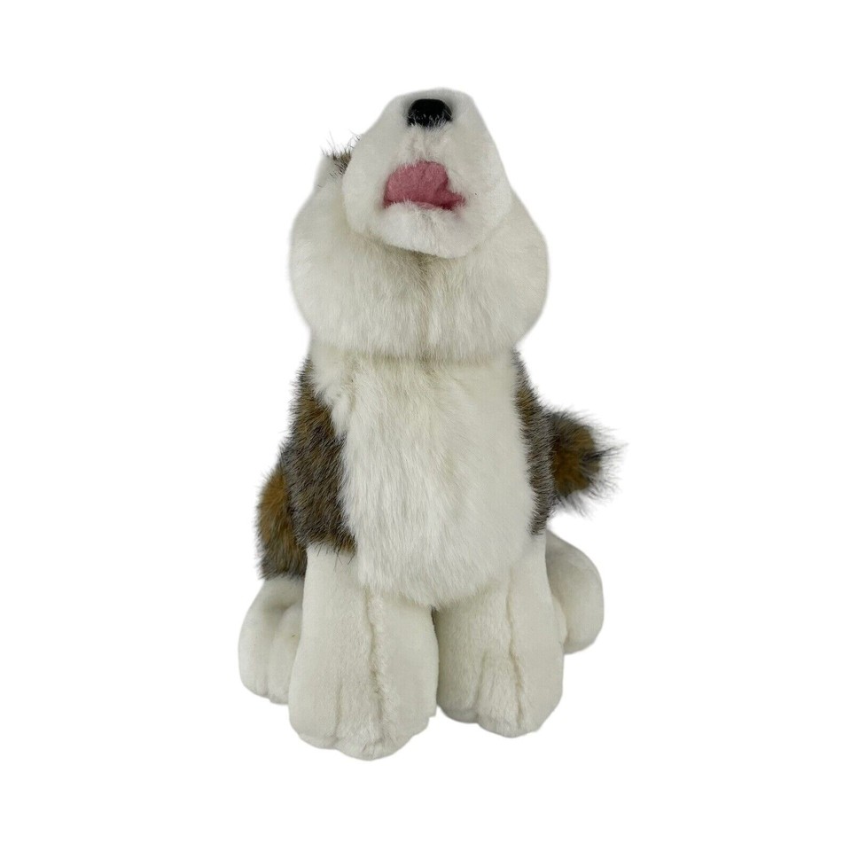 Cascade Toy Timber Wolf Plush 12" Howling Brown Husky Dog Yellow Eyes ...