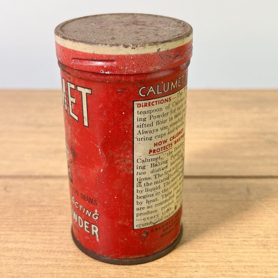 Antique 1920’s CALUMET Baking Powder Indian Chief Tin Can Advertising ...