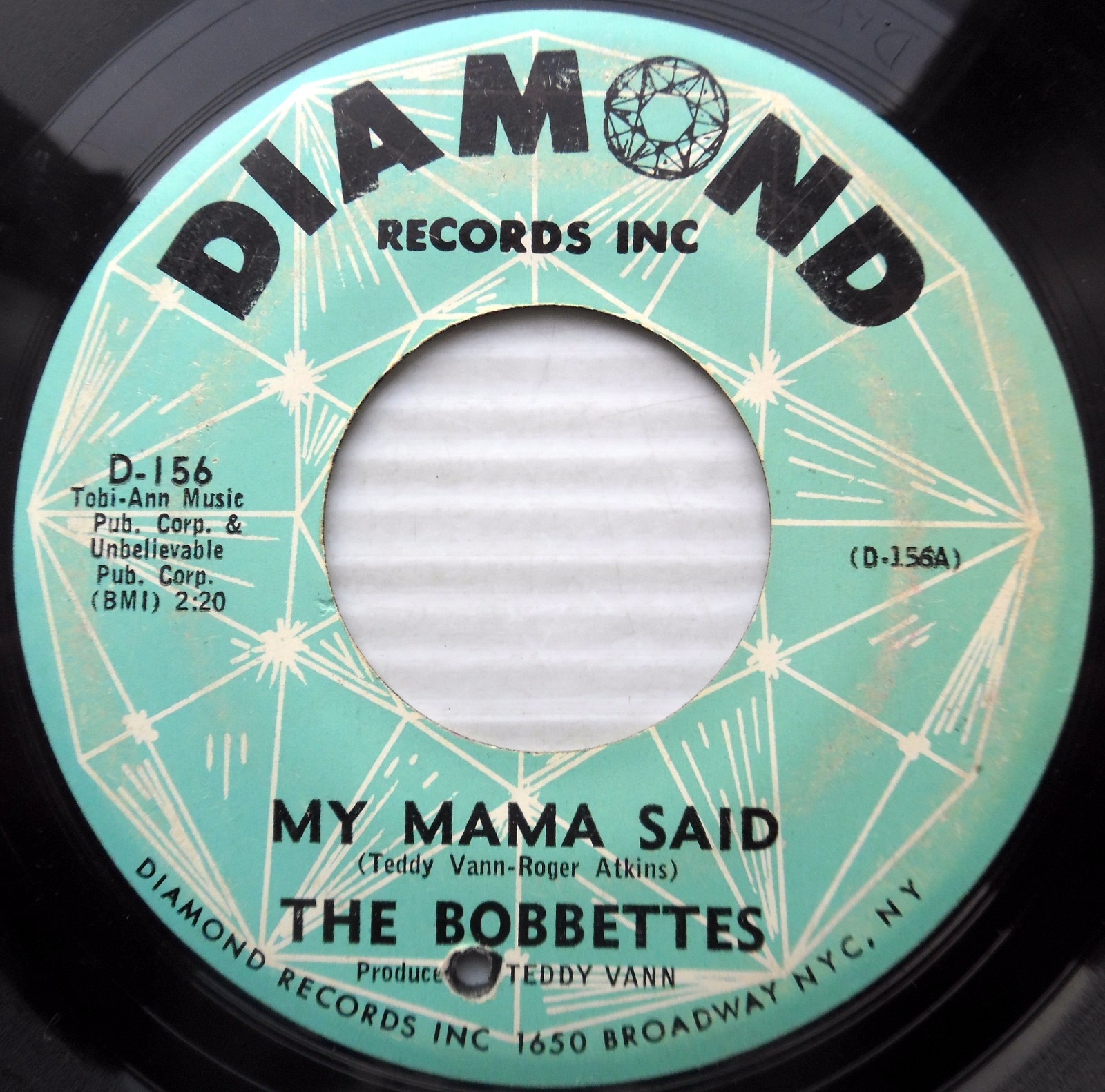 BOBBETTES 45 Sandman b/w My Mama Said TEENage POPCORN Girl Group 2 ...
