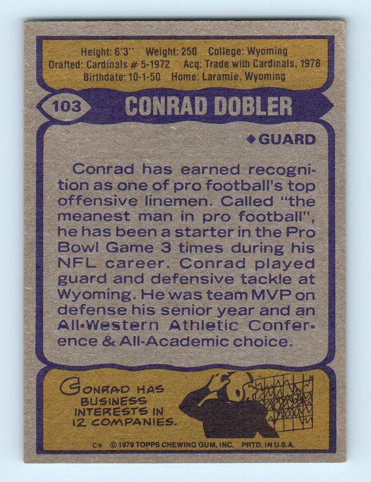 1979 Topps Conrad Dobler New Orleans Saints #103 | eBay