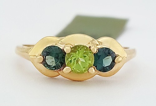GENUINE PERIDOT & TSAVORITE RING 10K YELLOW GOLD - Free Certificate ...