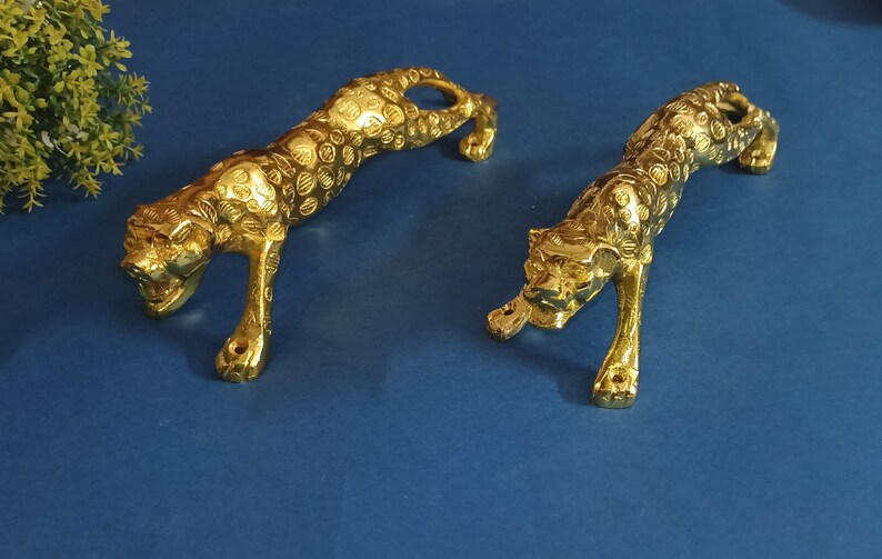 Panchalogam Tiger Handle 11'' Inches Panther Door Pull Bright Golden ...