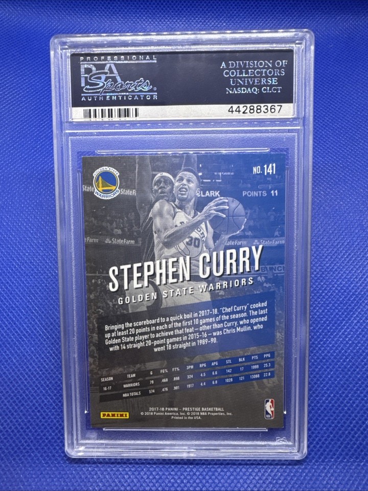 STEPHEN CURRY 2017 PANINI PRESTIGE #141 PSA 10 GEM MINT NBA 3PT. G.O.A ...