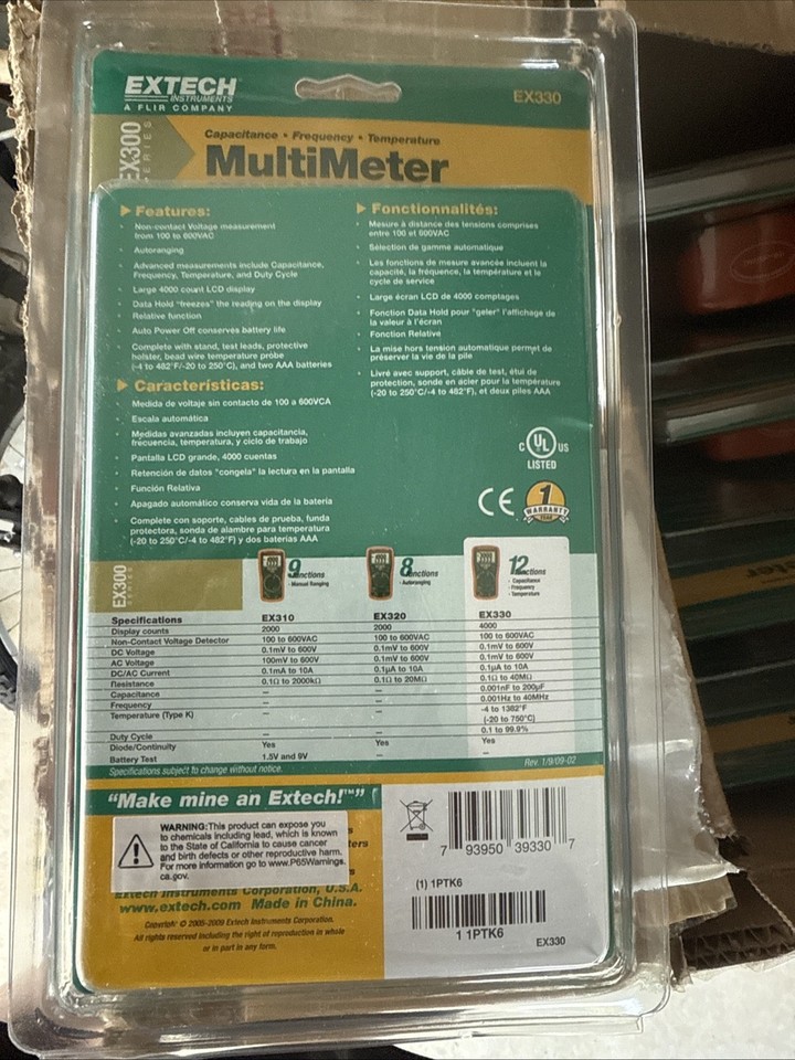 Extech EX330 Digital Multimeter / Flir Company / Non Contact Voltage ...