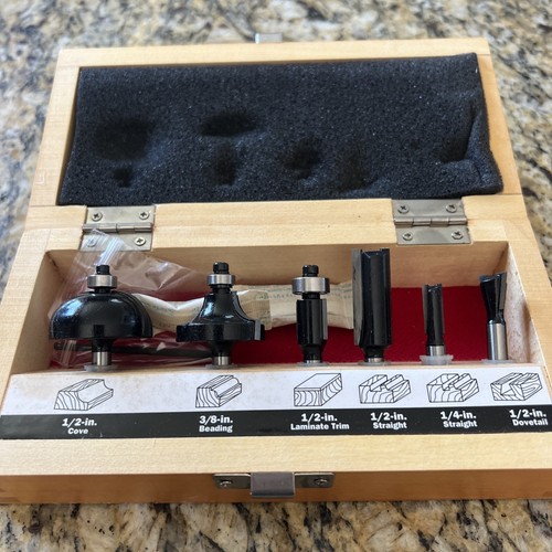 Sears Craftsman 6 Piece Router Bit Set in Wood Box Vintage woodworking ...