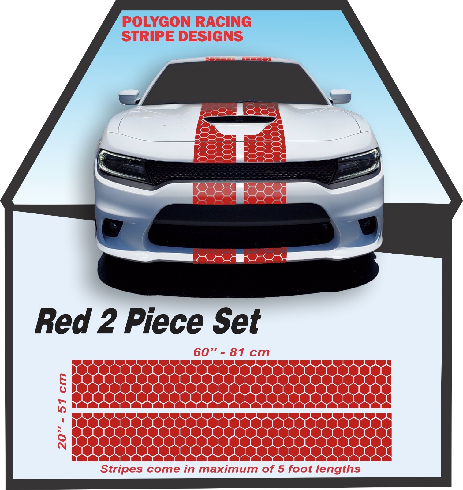 Honeycomb Polygon Vinyl Hood Racing Stripe Decals | eBay