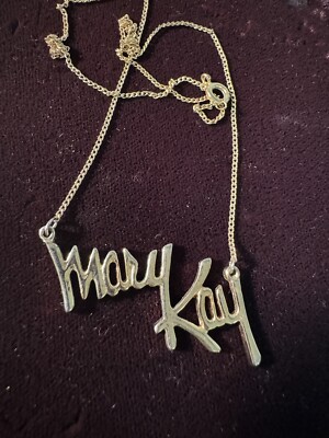 Mary Kay Cursive Consultant Rep Necklace Gold Tone | eBay