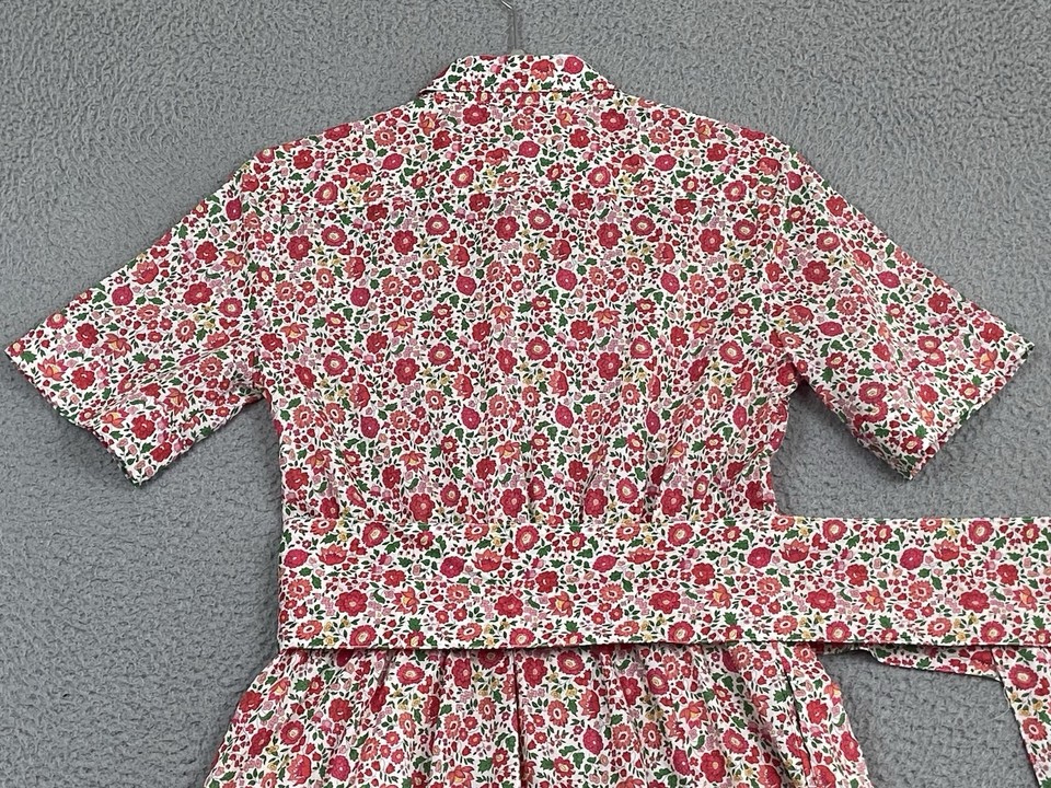 J Crew Liberty Fabric Danjo Floral Belted Shirtdress Size 00 Red Midi ...