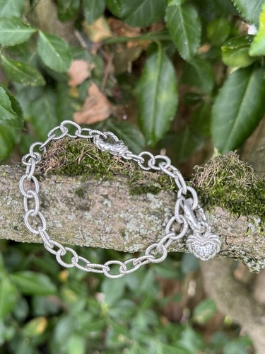 Judith Ripka 18k 925 Sterling Silver Bracelet with Heart Charm | eBay
