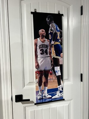 RARE Manute Bol & Charles Barkley 76ers Warriors Scroll Banner Sign ...
